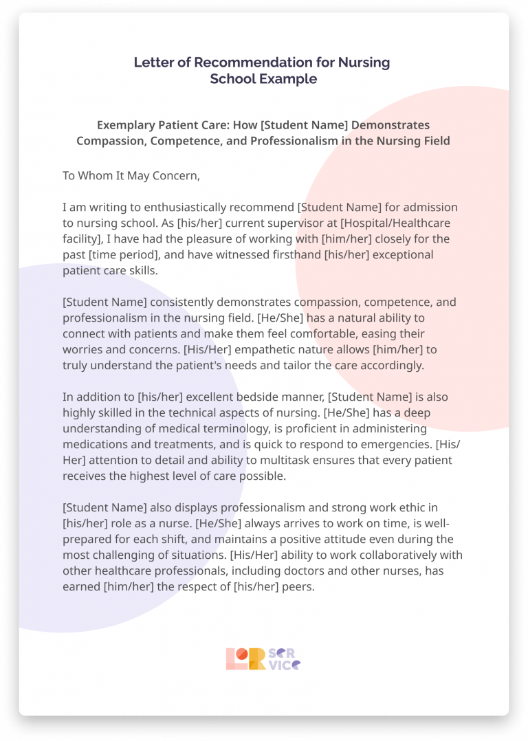 Letter of Recommendation for Nursing School Writing Service