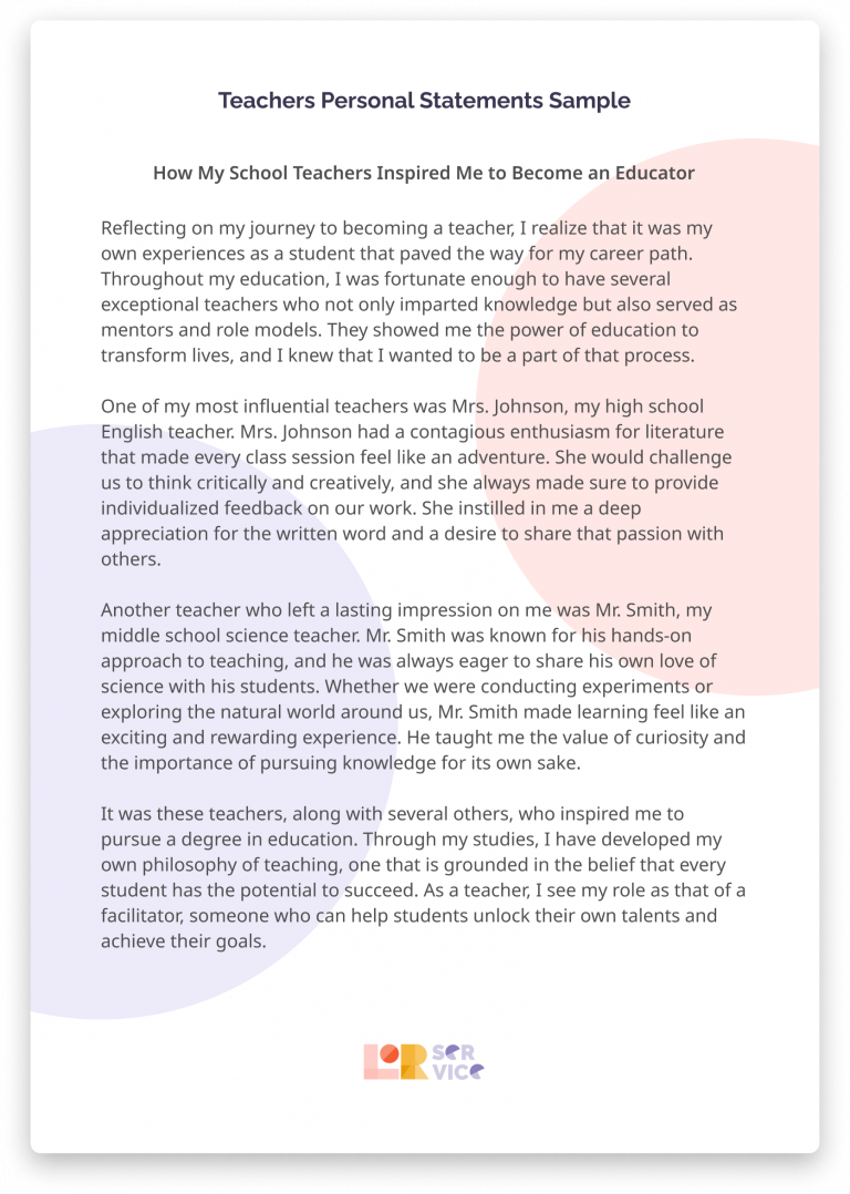 Excel in the Area With Vivid Teachers Personal Statement